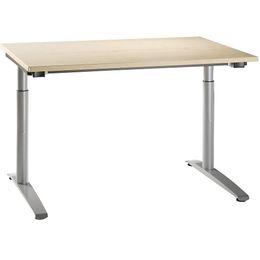 HANNA - Schreibtisch mit C-Fußgestell, höhenverstellbar 650 - 850 mm, Breite 1200 mm, Ahorn-Dekor kaiserkraft