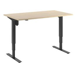 Schreibtisch Atlanta, elektrisch höhenverstellbar, gerade, BxT 1400 x 800 mm, Birke/schwarz kaiserkraft