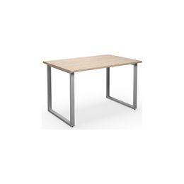 Mehrzwecktisch DUO-O, gerade Platte, Tiefe 800 mm, Breite 1200 mm, Eiche / silber kaiserkraft