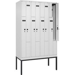 Z-Spind Evolo PLUS, 4 Abteile, weiß, B 1200 mm, 8 Fächer, mit schmalen Füßen, Sicherheits-Drehriegel kaiserkraft
