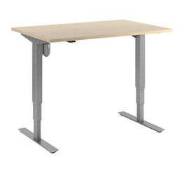 Schreibtisch Atlanta, elektrisch höhenverstellbar, gerade, BxT 1200 x 800 mm, Birke/silber kaiserkraft