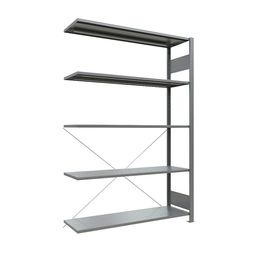 eurokraft pro Steckregal, einreihig, Fachboden-BxT 1300 x 400 mm, verzinkt, Höhe 2000 mm, Anbauregal