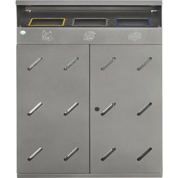 Var Abfallsammelstation, 3fach-Einwurf, Volumen 300 l, eisenglimmer