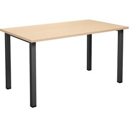 Mehrzwecktisch DUO-U, gerade Platte, Tiefe 800 mm, Breite 1400 mm, Birke, schwarz kaiserkraft