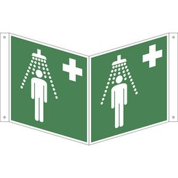 Rettungszeichen, Notdusche, VE 10 Stk, Aluminium, Nasenschild, 200 x 200 mm kaiserkraft