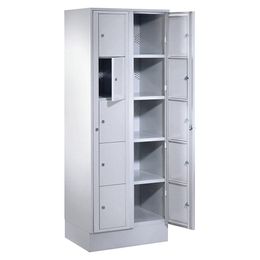 Wolf Wäscheausgabeschrank, HxBxT 1800 x 700 x 500 mm, 10 Fächer, lichtgrau / lichtgrau