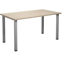 Mehrzwecktisch DUO-U, gerade Platte, Tiefe 800 mm, Breite 1400 mm, Eiche, silber kaiserkraft