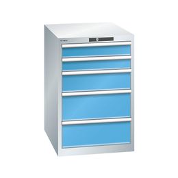 LISTA Schubladenschrank, 5 Schubladen, BxTxH 564 x 724 x 850 mm, lichtgrau / lichtblau