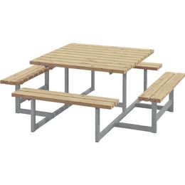Gruppensitzbank für 8 Personen, LxT 2000 x 2000 mm, ThermoWood, braun kaiserkraft