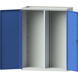 eurokraft pro Schwerlastschrank JUMBO aus Stahlblech, Leerschrank mit Mitteltrennwand, lichtgrau/lichtblau