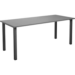 Mehrzwecktisch DUO-U, gerade Platte, Tiefe 800 mm, Breite 1800 mm, lichtgrau, schwarz kaiserkraft
