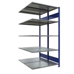 eurokraft pro Steckregal, doppelreihig, Fachboden-BxT 1000 x (2 x 600) mm, blau, Höhe 2000 mm, Anbauregal