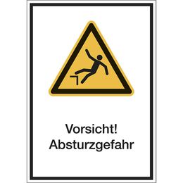 Kombischilder mit Text f&uuml;r Warnkennzeichen, Vorsicht! Absturzgefahr, VE 10 Stk, Kunststoff, LxH 210 x 297 mm kaiserkraft