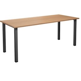 Mehrzwecktisch DUO-U, gerade Platte, Tiefe 800 mm, Breite 1800 mm, Buche, schwarz kaiserkraft