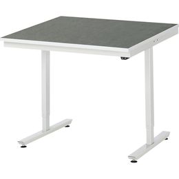 Rau Arbeitstisch, elektrisch höhenverstellbar Serie Adlatus 150, Linoleumbelag, Höhe 720 - 1120 mm, BxT 1000 x 1000 mm