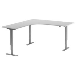 Schreibtisch Atlanta, elektrisch höhenverstellbar, L-Form, BxT 1800 x 2000 mm, lichtgrau/silber, links kaiserkraft