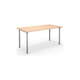 Mehrzwecktisch DUO-C, gerade Platte, HxT 700 - 800 x 800 mm, Breite 1600 mm, Birke, silber kaiserkraft