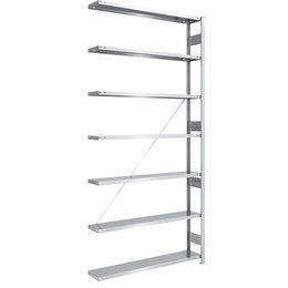 eurokraft pro Schwerlast-Steckregal, verzinkt, Regalhöhe 3000 mm, Anbauregal, BxT 1300 x 300 mm