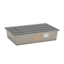 CEMO GFK-Boden-Auffangwanne, 2 x 200-l-Fass, mit Zulassung, mit GFK-Gitterrost