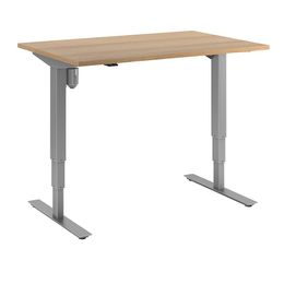 Schreibtisch Atlanta, elektrisch höhenverstellbar, gerade, BxT 1200 x 800 mm, Buche/silber kaiserkraft