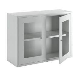 Pavoy Hängeschrank, Höhe 600 mm, mit Sichtfenstertür/en, Breite 800 mm, glatte Rückwand, grau