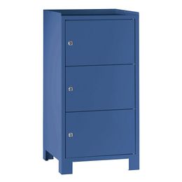 Wolf Werkzeugschrank mit Füßen, HxBxT 1000 x 500 x 500 mm, 3 verschließbare Fächer, brillantblau RAL 5007