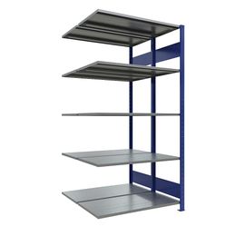 eurokraft pro Steckregal, doppelreihig, Fachboden-BxT 1000 x (2 x 500) mm, blau, Höhe 2000 mm, Anbauregal