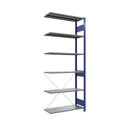eurokraft pro Steckregal, einreihig, Fachboden-BxT 1000 x 400 mm, blau, Höhe 2500 mm, Anbauregal