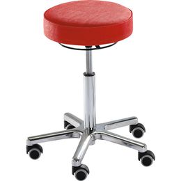 Hocker UNI, Sitz aus Kunstleder, Bezug feuerrot kaiserkraft