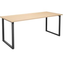 Mehrzwecktisch DUO-O, gerade Platte, Tiefe 800 mm, Breite 1800 mm, Birke / schwarz kaiserkraft