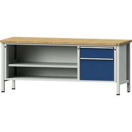 ANKE Werkbank, Gestellbauweise Serie V, 1 Schublade 180 mm, 1 Schublade 360 mm, Buche massiv, Vollauszug