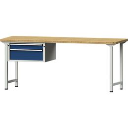 ANKE Werkbank, Gestellbauweise Serie V, 2 Schubladen, Breite 2000 mm, Buche massiv