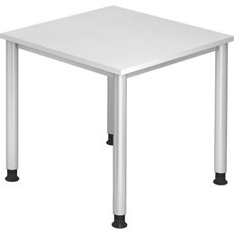 Schreibtisch, HxT 685 - 810 x 800 mm, 4 Rundrohrbeine, Breite 800 mm, alusilber / weiß kaiserkraft