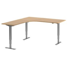 Schreibtisch Atlanta, elektrisch höhenverstellbar, L-Form, BxT 1800 x 2000 mm, Buche/silber, links kaiserkraft