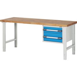 eurokraft pro Werkbank, Baukastensystem Serie 7000, 2 Schubladen, BxT 2000 x 700 mm
