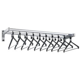 eurokraft pro Wandgarderobe, mit Hutablage, 19 Mantelhaken, 10 Kleiderbügel, silber