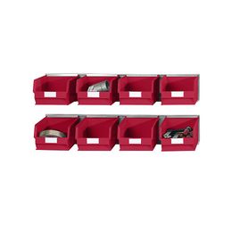 Einhängeschienen-Set mit Sichtlagerkästen, 2 Schienen, 8 Kästen, rot kaiserkraft