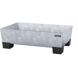 eurokraft pro Stahl-Auffangwanne mit Kunststoff-Füßen, LxBxH 1240 x 815 x 360 mm, feuerverzinkt, ohne Gitterrost