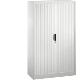 C+P Rollladenschrank mit Horizontal-Jalousie, HxBxT 1660 x 1000 x 420 mm, 3 Fachböden, 4 Ordnerhöhen, verkehrsweiß