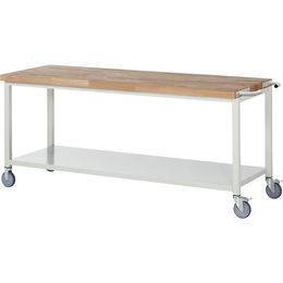eurokraft pro Fahrbare Werkbank Serie 8000, Gestellbauweise, 1 Ablageboden, BxT 2000 x 700 mm