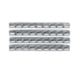 Einhängeschienen-Set mit Sichtlagerkästen, 4 Schienen, 36 Kästen, grau kaiserkraft