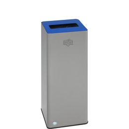 Var Wertstoffsammler QUADRO, 70 l, aus Stahl mit Klemmring, silber / blau
