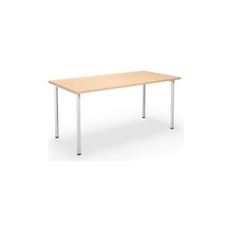 Mehrzwecktisch DUO-C, gerade Platte, HxT 700 - 800 x 800 mm, Breite 1600 mm, Birke, weiß kaiserkraft