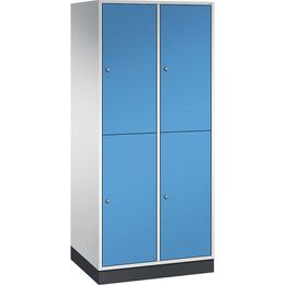 C+P Doppelstock-Spind Intro, 2 Abteile, lichtgrau / lichtblau, BxT 820 x 600 mm