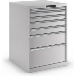 LISTA Schubladenschrank, Stahlblech, HxB 1000 x 717 mm, 7 Schubladen, lichtgrau