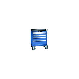 LISTA Schubladenschrank, fahrbar, BxTxH 717 x 572 x 962 mm, Schubladen 1 x 50 / 2 x 100 / 1 x 150 / 1 x 200 mm, enzianblau