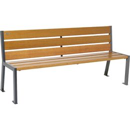 PROCITY Sitzbank SILAOS® aus Holz, mit Rückenlehne, Länge 1800 mm, anthrazitgrau, Eiche-Dekor hell