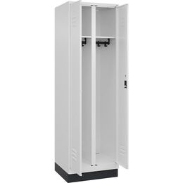 C+P Schwarz-Weiß-Spind Classic PLUS, 1 Abteil, verkehrsweiß, HxB 1950 x 600 mm, mit Bodensockel, Zylinderschloss