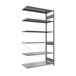 eurokraft pro Steckregal, einreihig, Fachboden-BxT 1300 x 600 mm, verzinkt, Höhe 2500 mm, Anbauregal