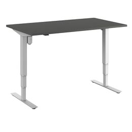 Schreibtisch Atlanta, elektrisch höhenverstellbar, gerade, BxT 1400 x 800 mm, dunkelgrau/weiß kaiserkraft